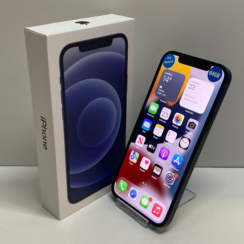 Used Apple iPhone 12 Unlocked Model A2403 64GB in Black Boxed - Own4Less